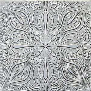 R9 Silver 20x20 Amazing Styrofoam Tin Look Ceiling Tiles Easy to Glue Up On Any Type of Surface
