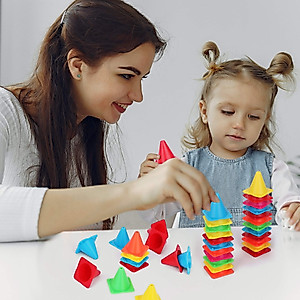 Play Build ConestaX Stacking Game - 48 Pcs Cones Balancing Stacking Toy - Fun STEM/STEAM Activity Games for Toddler - Educational Cone Stack Toys with Plastic Storage Container