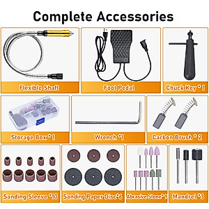 Nisorpa 1000W 30000RPM Flex Shaft Rotary Tool Hanging Grinder Carver with Stepless Speed Foot Pedal Multi-function Grinding Machine Kit with Accessories for Jewelry Polishing Grinding DIY