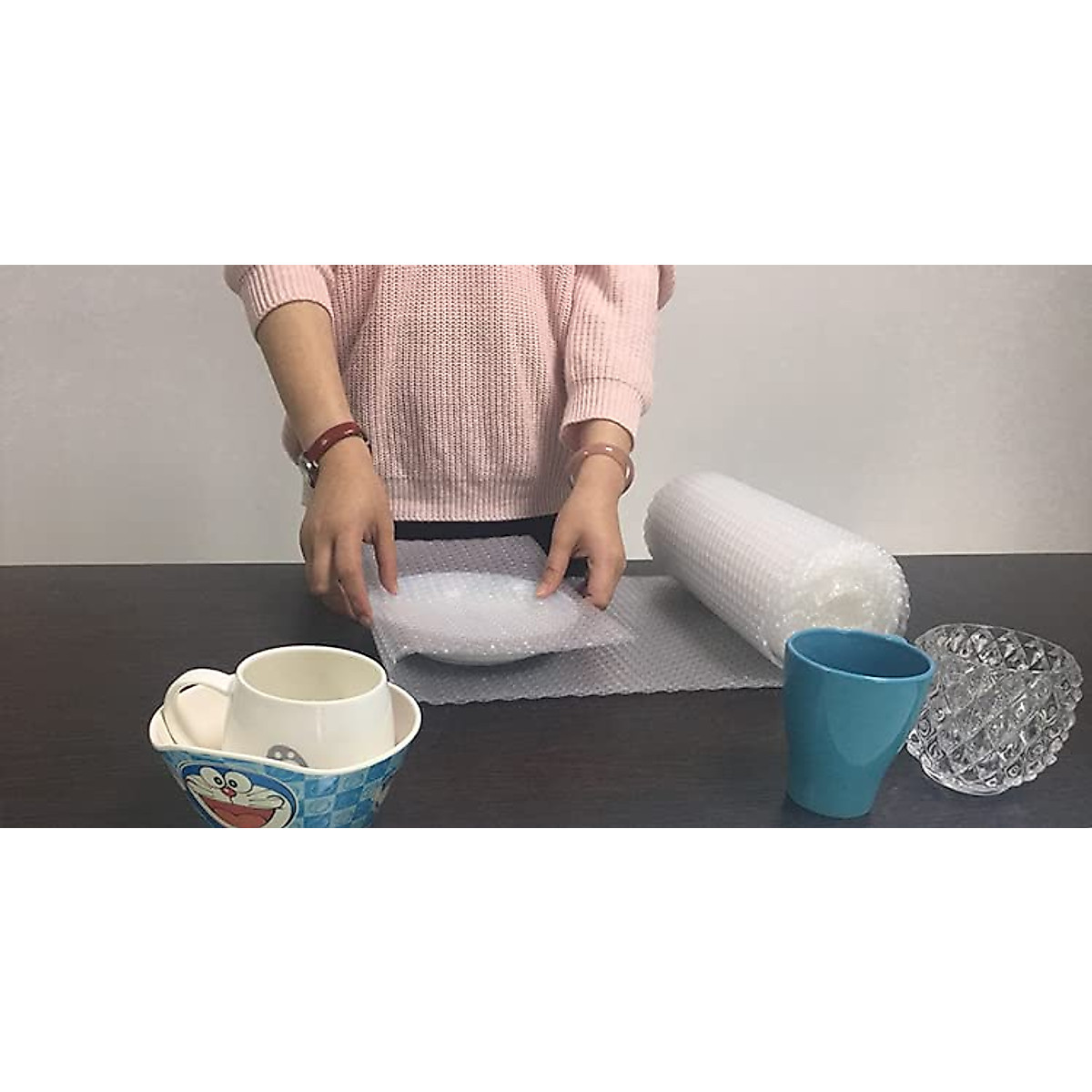 Mighty Gadget Bubble Cushioning Wrap Rolls, 3/16" x 12" x 20' ft, Perforated Every 12" for Packaging, Shipping, Mailing (Clear White)