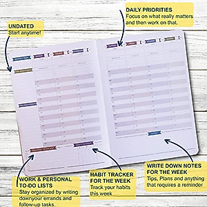 12 Months Undated Planner Daily Weekly And Monthly Hourly Scheduling to Hit Your Goals,8.3 x 5.8" Faux Leather Hardcover, Start Any Time (orange)