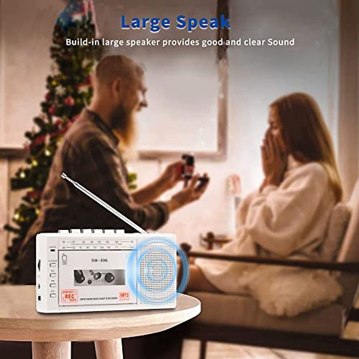 Portable Cassette Player Recorder, Cassette to MP3 Digital Converter via USB or Micro SD Card, Powered by AC or 4 AA Battery AM FM Radio Tape Walkman, Build-in Speaker and Microphone