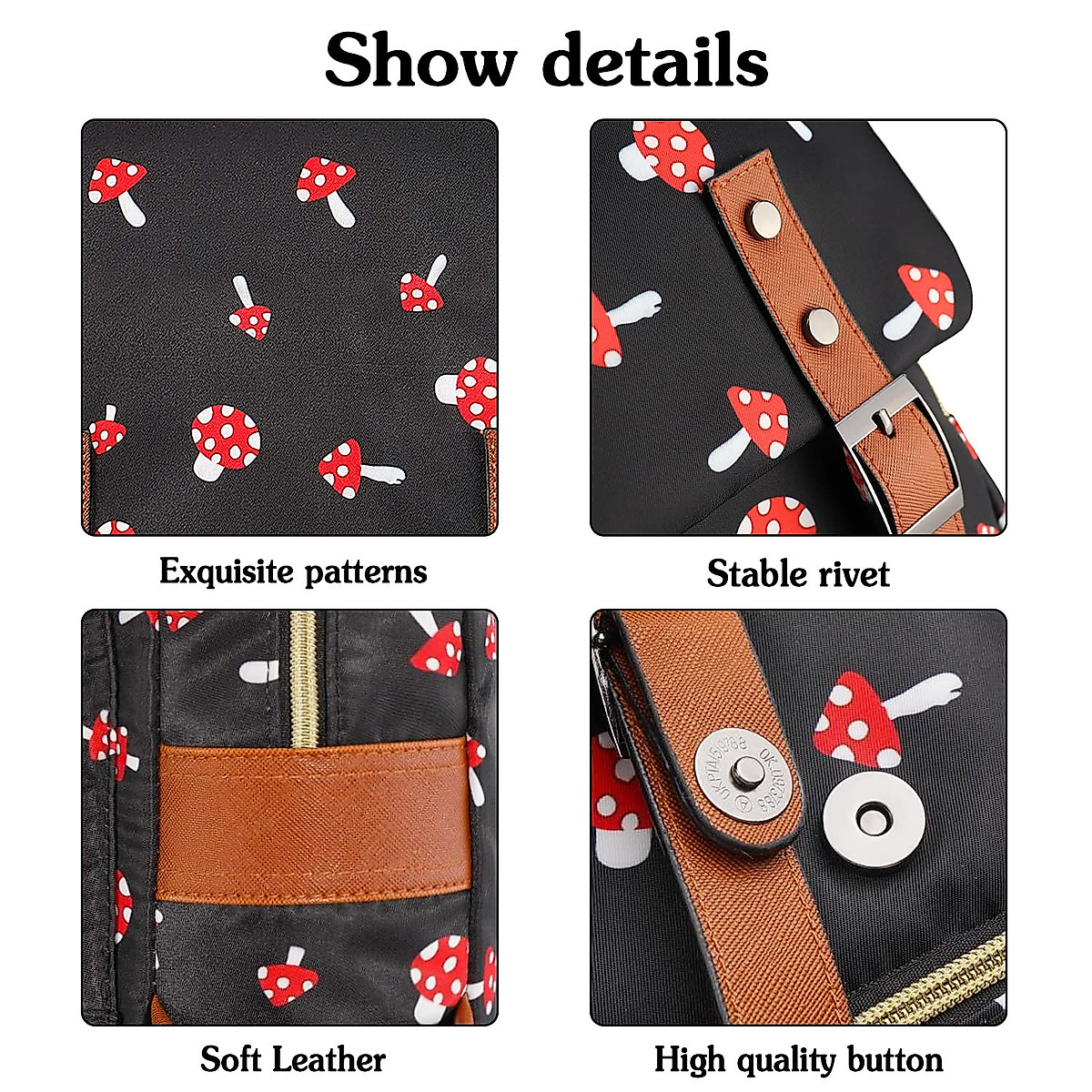 Mushroom Laptop Backpack for Girls Women, College School Bookbags for Teenagers