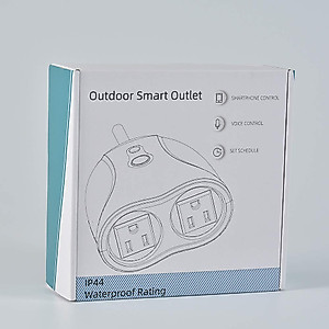 Outdoor Smart Plug, Shiningworth Outdoor Wi-Fi Outlet with 2 Waterproof Sockets Compatible with Alexa Echo Google Home, Wireless Remote Control Smart Socket with Timer Function