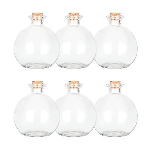 Magic Season Decorative Glass Bottles with Cork Stoppers (9 fl oz. Potion Bottles / 6 Pcs)