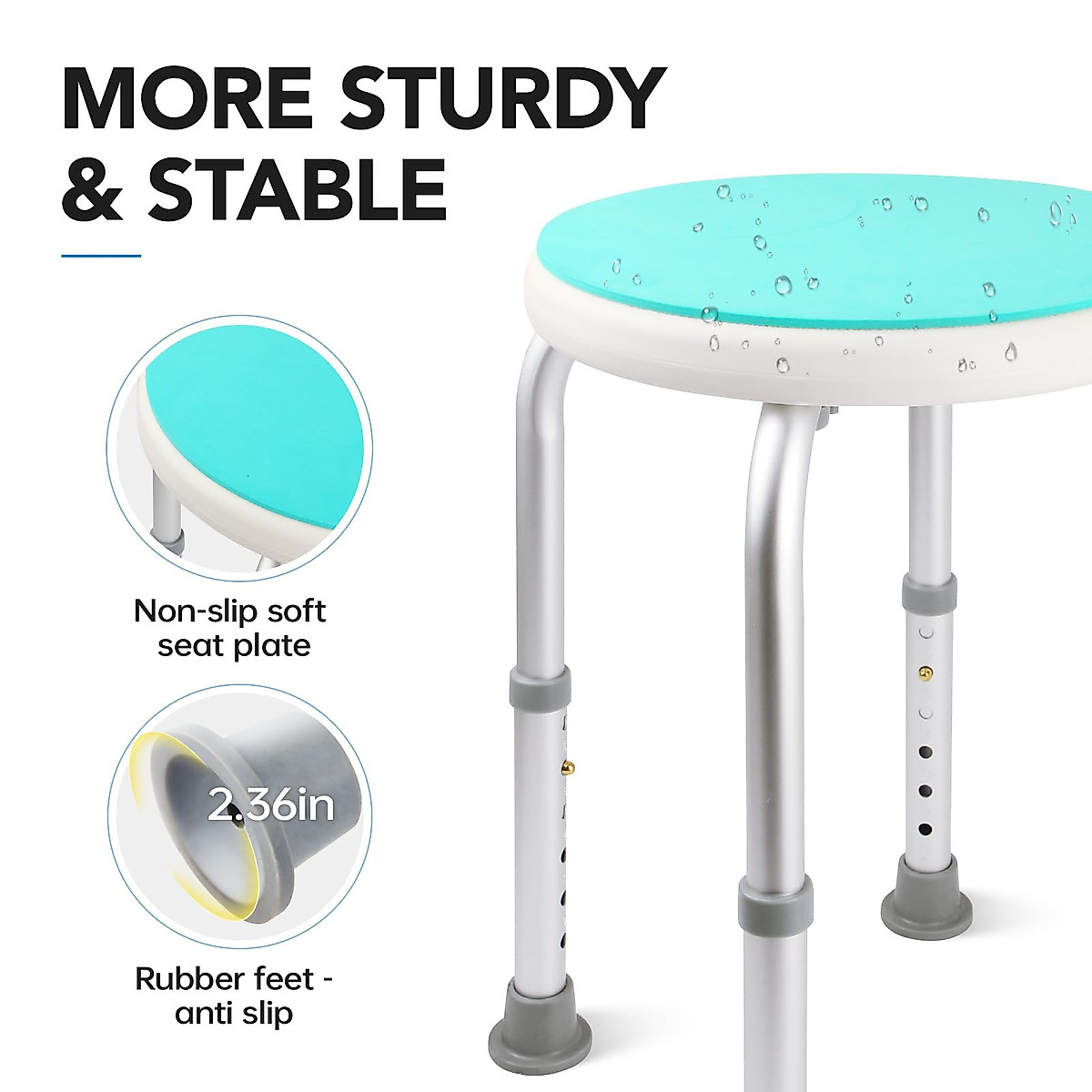 Shower Stool for Inside Shower,Adjustable Shower Chair for Inside Tub with Anti Slip Bath Seat, Small Shower Chair for Elderly and Disabled, Adjustable Bath Stool Shower Seats for Adults 350 lbs