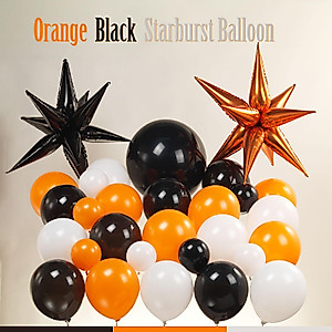 Kozee Orange and Black White Balloon Garland Arch Kit 145 Pieces Balloons with star mylar foil balloons for Men's Boys Baby Shower Birthday arty graduation Halloween Fall Themed Decorations