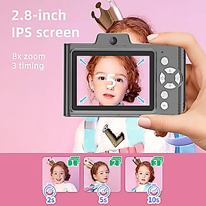 Andoer Digital Camera Portable Kids Camera 1080P Compact Camera 48Mp Dual Lenses 8× Optical Zoom Mini Ccd Camera with 2.8-Inch Tft Screen Great Gift for Boy Girl Kid Adult Teenager Student