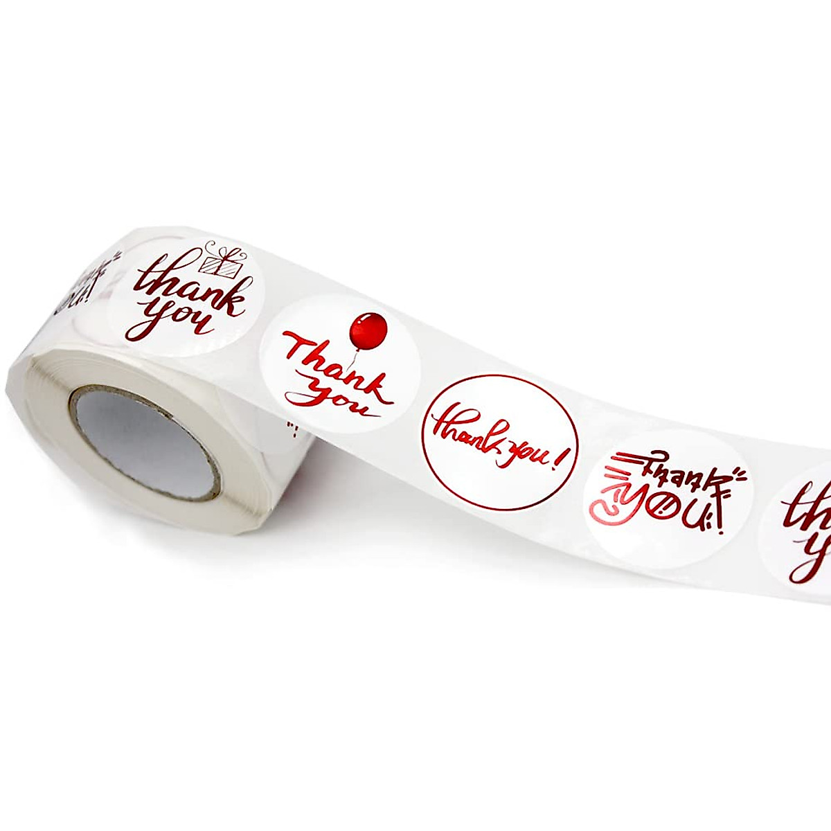 Bokinyoung Thank You Stickers Roll 500 PCS Round Red Glossy Foil Seal Stickers 1.5 Inch Thank You Labels for Business 4 Designs