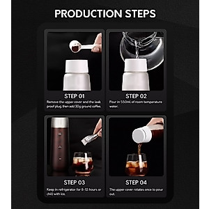 Gonzone Portable Cold Brew Coffee Maker,Iced Coffee Maker,Household Glass Coffee Cold Brewing Pot,Summer Cold Extraction Filter Pot,750ML