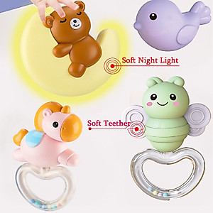 Baby Mobile for Crib Toys with Lights & Sooth Music, Light Moon Bear and Ceiling Projector, Musical Timer, Crib Toys for Babies Age 0M+ (Pink)