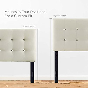 Modway Emily Tufted Button Linen Fabric Upholstered Full Headboard in Ivory