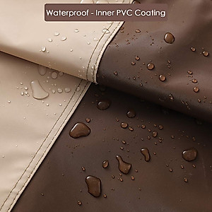 SUPERJARE Patio Umbrella Cover with Rod for 7 to 11 Ft Umbrellas & 15 Ft Double-Sided Umbrellas, 600D Protective Waterproof Cover with Zipper, Beige & Brown