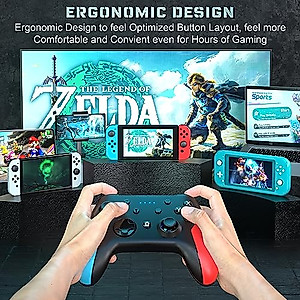 Ponkor Switch Controller, Wireless Pro Controller Compatible with Nintendo Switch/Switch Lite/Switch OLED Controller for Switch with Wake-up, Turbo Vibration