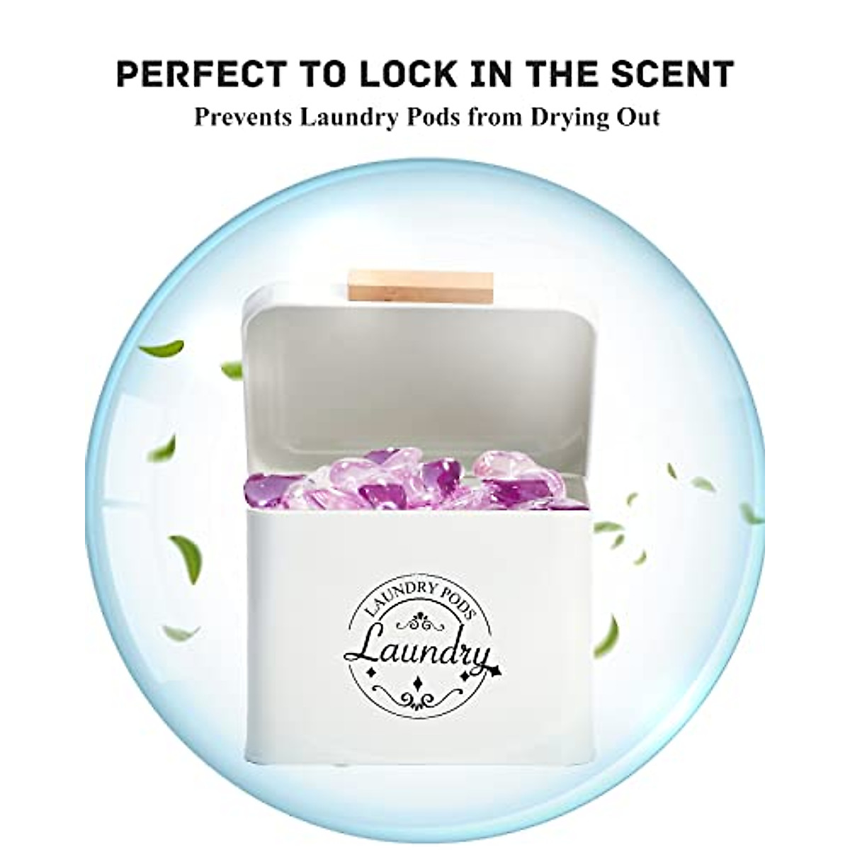 Laundry Pods Container with Hinged Lid. Farmhouse Metal Laundry Pods Holder Container for Laundry Room Decor. Modern Laundry Room Organization and Storage. Laundry Detergent Container for Laundry Room Storage(Cream)