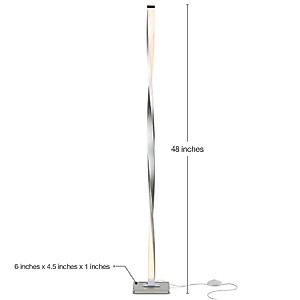 Brightech Helix LED Floor lamp, Bright Floor Lamp for Living Rooms & Bedrooms, 48" Tall Pole Lamp, Dimmable Standing Lamp - Platinum Silver