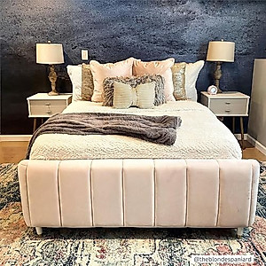 Little Seeds Valentina Kids' Full Upholstered Bed, Pink Velvet