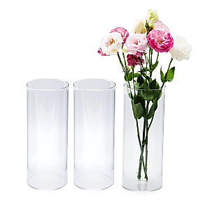 Devilfire 10 Inches Tall (25 cm) Clear Glass Cylinder vases,Pack of 3 Centerpiece Flower Vase,Floating Candle Holder for Home & Garden Decor, Wedding, Party