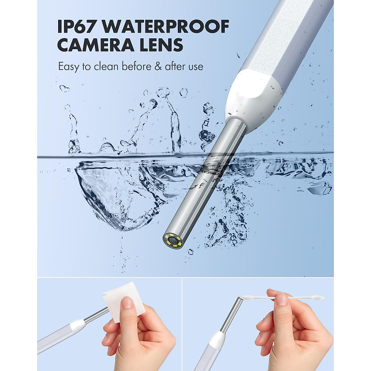 Anykit Digital Otoscope with Gyroscope, HD Ultra Clear View Ear Camera with Ear Wax Removal Tools, Video Ear Scope Otoscope with Light, Compatible with Android, iPhone 15 (White)