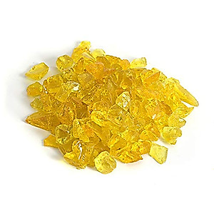 High Luster Reflective Fire Glass Gravel,Fire Gems,Fire Drops,Fire Glass Pebbles Stones Beads Chips for Fire Pit Fish Tank Aquarium Garden,1-2cm,540g/1.19lb (Yellow)