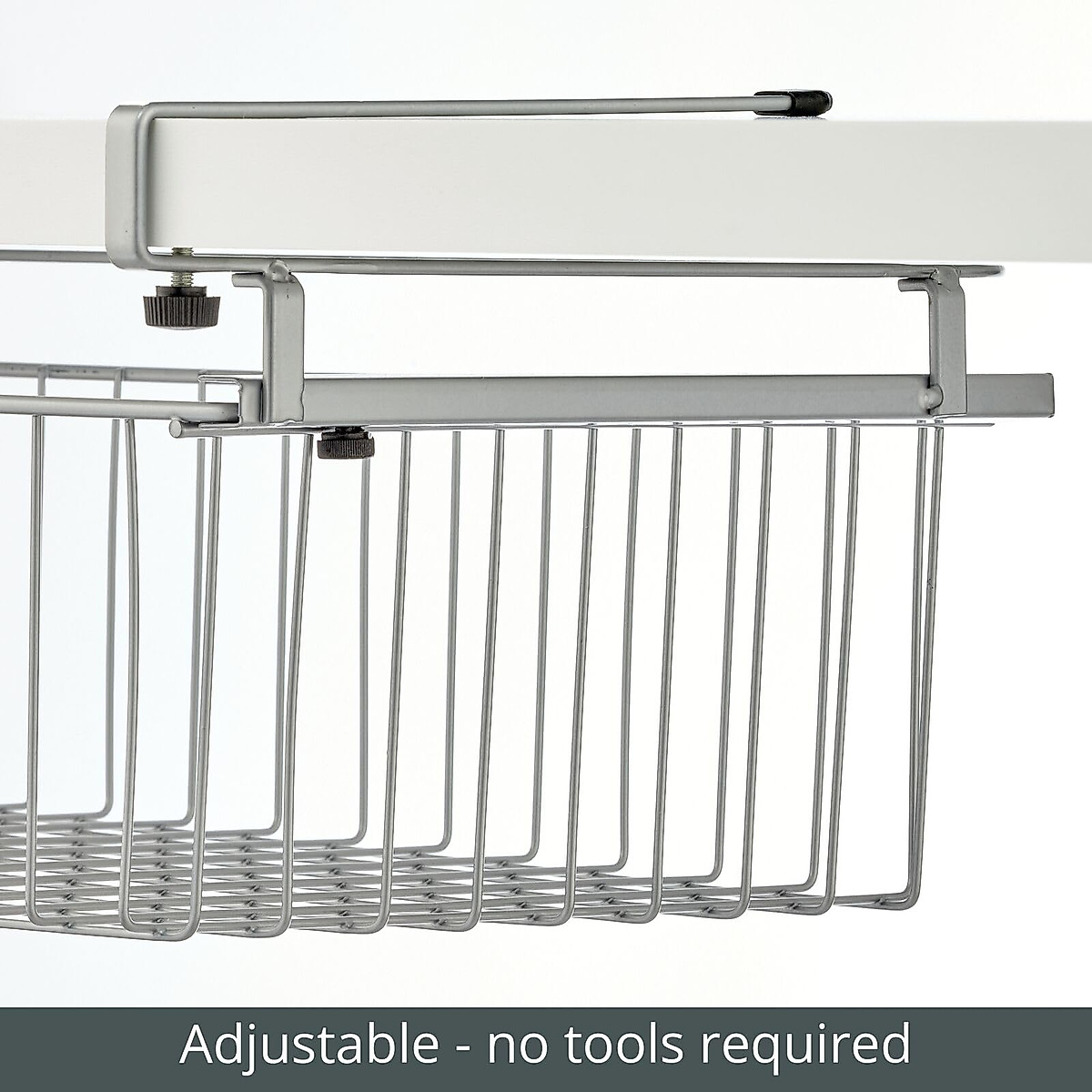 mDesign Compact Hanging Pullout Drawer Basket - Sliding Under Shelf Storage Organizer - Metal Wire - Attaches to Shelving - Easy Install - for Kitchen, Pantry, Cabinet - Black