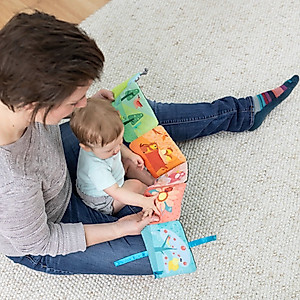 Lamaze Colorful Journey Caterpillar High Contrast Baby Book - Soft Fabric Baby Sensory Books - Includes Chewy Apple for Teething Babies - Baby Sensory Toys Ages 6 Months and Up