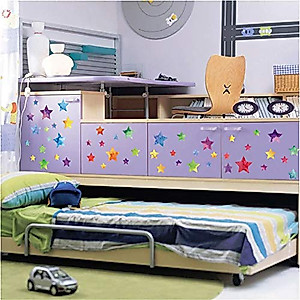 QISHENG Wall Stickers for Bedroom Living Room, Starts Wall Decals for Kids Boys and Girls Multicolor Easy to Peel&Stick Removable Safe for Wall(67 Decals)