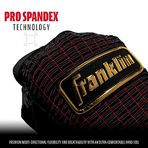 Franklin Sports Adult MLB Pro Classic Batting Gloves, Large, Pair, Black/Gold