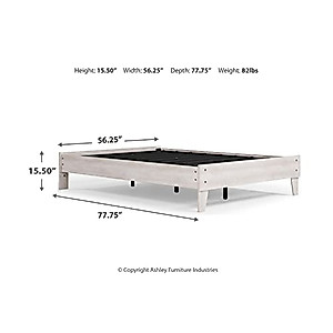 Signature Design by Ashley Shawburn Modern Farmhouse Platform Bed, Queen, Whitewash