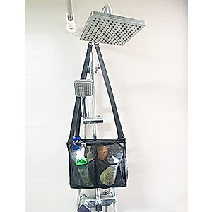 Sainal Mesh Shower Caddy with Adjustable Long Straps and 360 Degrees Rotating Hooks Hanging Organizer Toiletries Storage Bag Bathroom Accessory