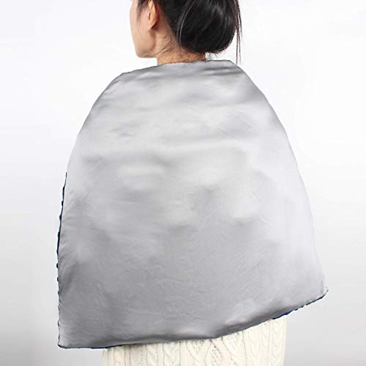 Sleepymoon Weighted Lap Blanket 20"x25" 5lbs Heavy Sensory Lap Pad for Kids Adults Includes Washable Cover Dual-Sided Soft Navy Minky+Cool Grey Bamboo with Glass Beads