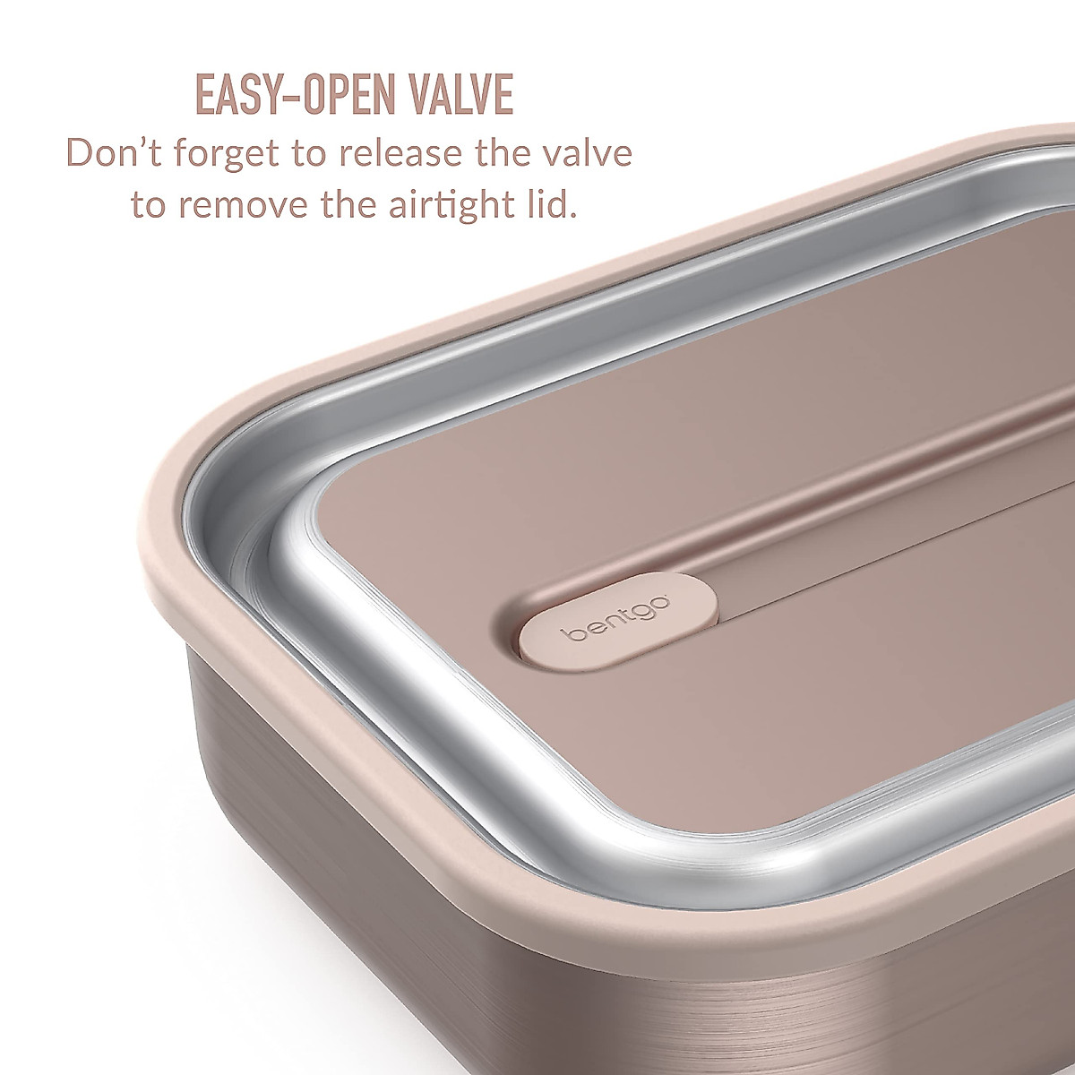 Bentgo® MicroSteel® Leak-Proof Lunch Box - Microwave-Safe, Oven-Safe, Bento-Style Container with Removable Divider, Airtight Lid, Sustainable Design, Odor & Stain Resistant (Rose Gold)