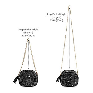 ALAZA Halloween Black and White Grunge Background with Spiderwebs Cross Body Fashion Chain Bag Single Shoulder PU Leather Purse for Women Girls