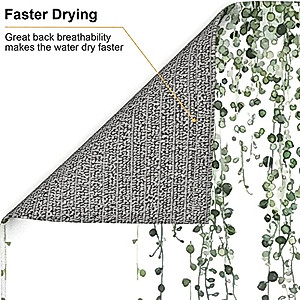 Green Plants Printed Drying Mat For Kitchen Ultra Absorbent Microfiber Dishes Drainer Mats Non-Slip Silicone Quick Dry Pad - 18 X 16inch