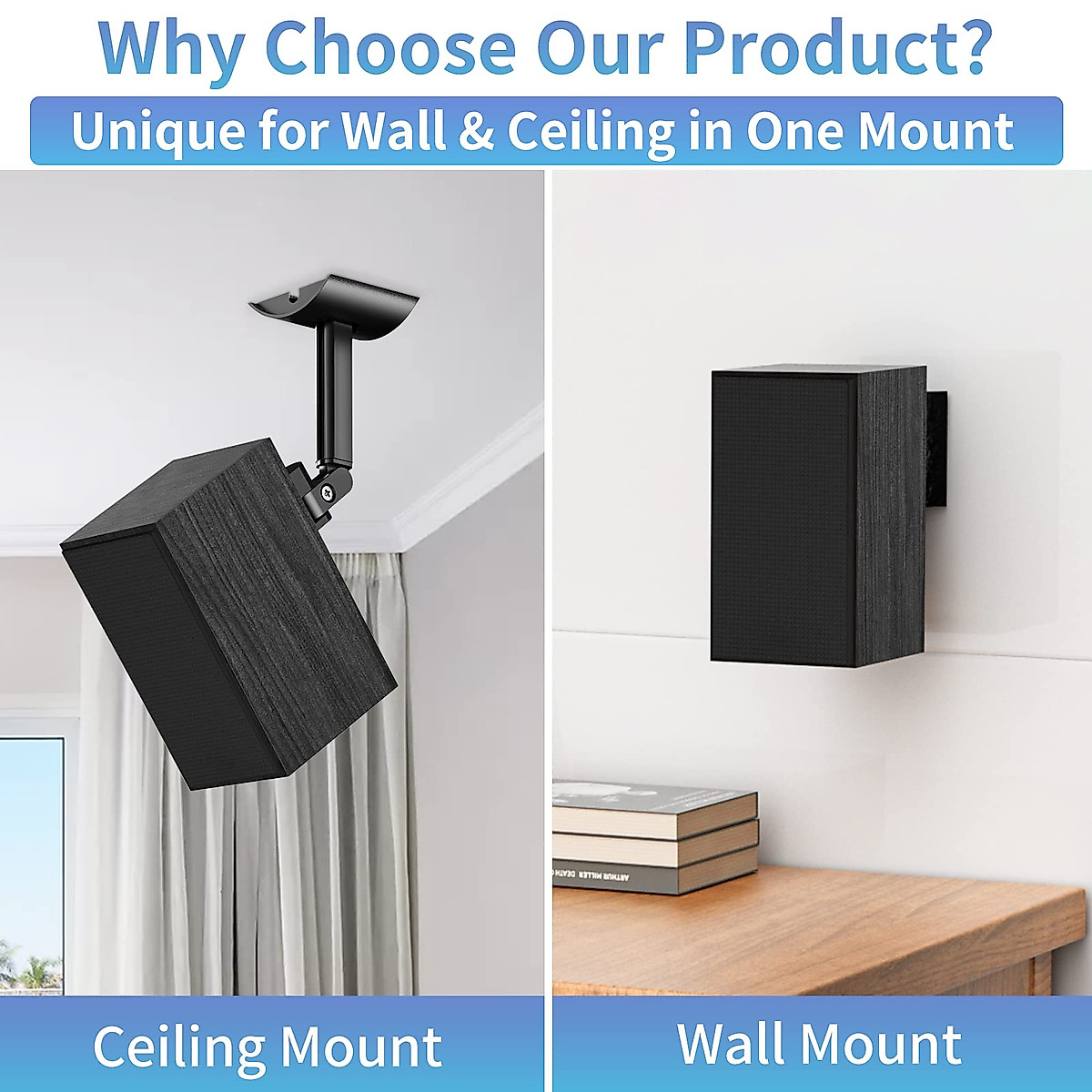 tiebutie Speaker Wall Mount for Samsung SWA-8500S/9000S/9100S/9200S, Adjustable Ceiling/Wall Speaker Mount, Black