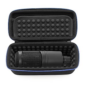 CASEMATIX Padded Microphone Case Compatible with AT2020 USB, AT2020USB Plus, AT2035, AT2050, AT4033A, AT4040, AT4050, ATR2500 USB with Windscreen and Small Cable Accessories, Case Only