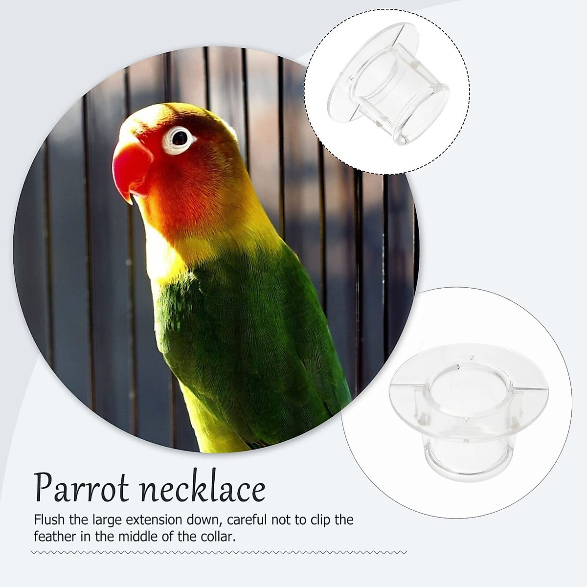 Parrot Neck Collar, Plastic -bite Collar Clear Bird Feather Protector Prevent Grab Lick Healing Safety Bird Cone Collar for Macaw Cockatoo Parrot Large