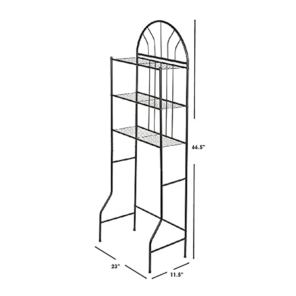 Home Basics Steel Space Saver for Bathroom (Black) | Bathroom Space Savers for Tissues, Towels, Makeup, and Beauty Supplies | Space Saver Bathroom with 3 Shelves and Non-Skid Feet