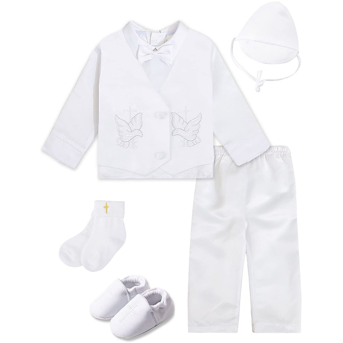 A&J DESIGN Baby Baptism Outfit Boy Christening White Suits 3-6 Months