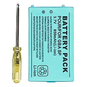 GMRBOO 850mah 3.7V Rechargeable Lithium Ion Replacement Battery for Nintendo GBA Sp + Tool Pack Kit Compatible for Nintendo GBA SP