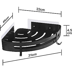 NIENLCIP Adhesive Shower Caddy Corner Shelf Shower Shelves Bathroom Storage Organizers Basket for Kitchen/Toilet No Drilling 2-Tier Black