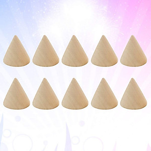 SUPVOX 10pcs Natural Wood Cone Ring Holders Unpainted Wooden Cones to Craft Paint Jewelry Display Stand 3.1cm