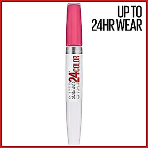 Maybelline Super Stay 24, 2-Step Liquid Lipstick Makeup, Long Lasting Highly Pigmented Color with Moisturizing Balm, Pink Goes On, Neon Pink, 1 Count