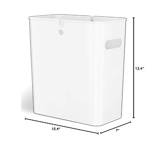 iTouchless SlimGiant 4.2 Gallon Slim Trash Can with Handles, 16 Liter Plastic Small Wastebasket Hanging Garbage Bin, Magazine / File Folder Storage Container for Home, Office, Bathroom, Kitchen, White
