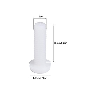 uxcell M6x20mm Threaded Nylon Phillips Cross Pan Head Machine Screws Bolts White 50Pcs