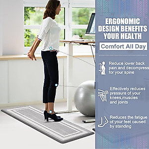 WEZVIX Anti Fatigue Kitchen Floor Cushioned Standing Mat Set, 1/2 Inch Thick Non Skid Waterproof PVC Memory Mats for Floor Sink Office Laundry, White