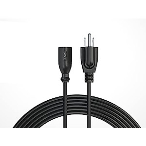 12Ft Power Extension Cord Cable Extender - 18AWG NEMA 5-15P to 5-15R Strip Liberator Charger Outlet Saver Extra Long 12FT