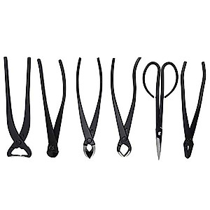 Bonsai Tool Kit, 6 Piece Bonsai Tree Scissors Shear Tool Set with Storage Bag, Garden Plant Hand Tools for Trimming Cutting