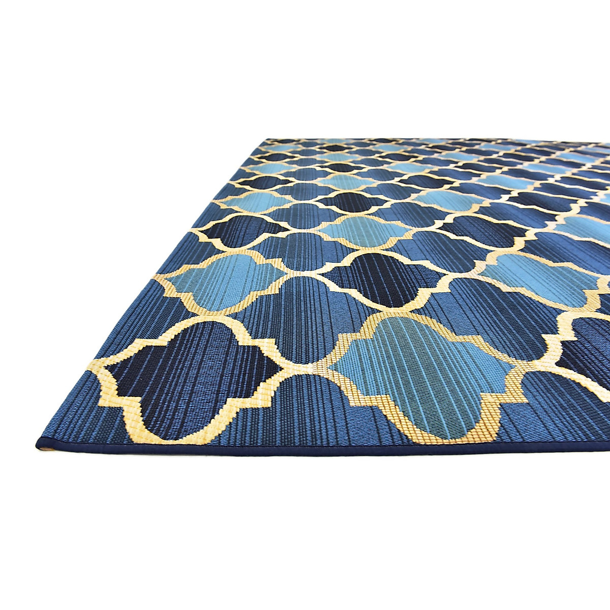 Unique Loom Outdoor Trellis Collection Area Rug - Eden Trellis (8' x 11' 4" Rectangle, Blue/ Beige)