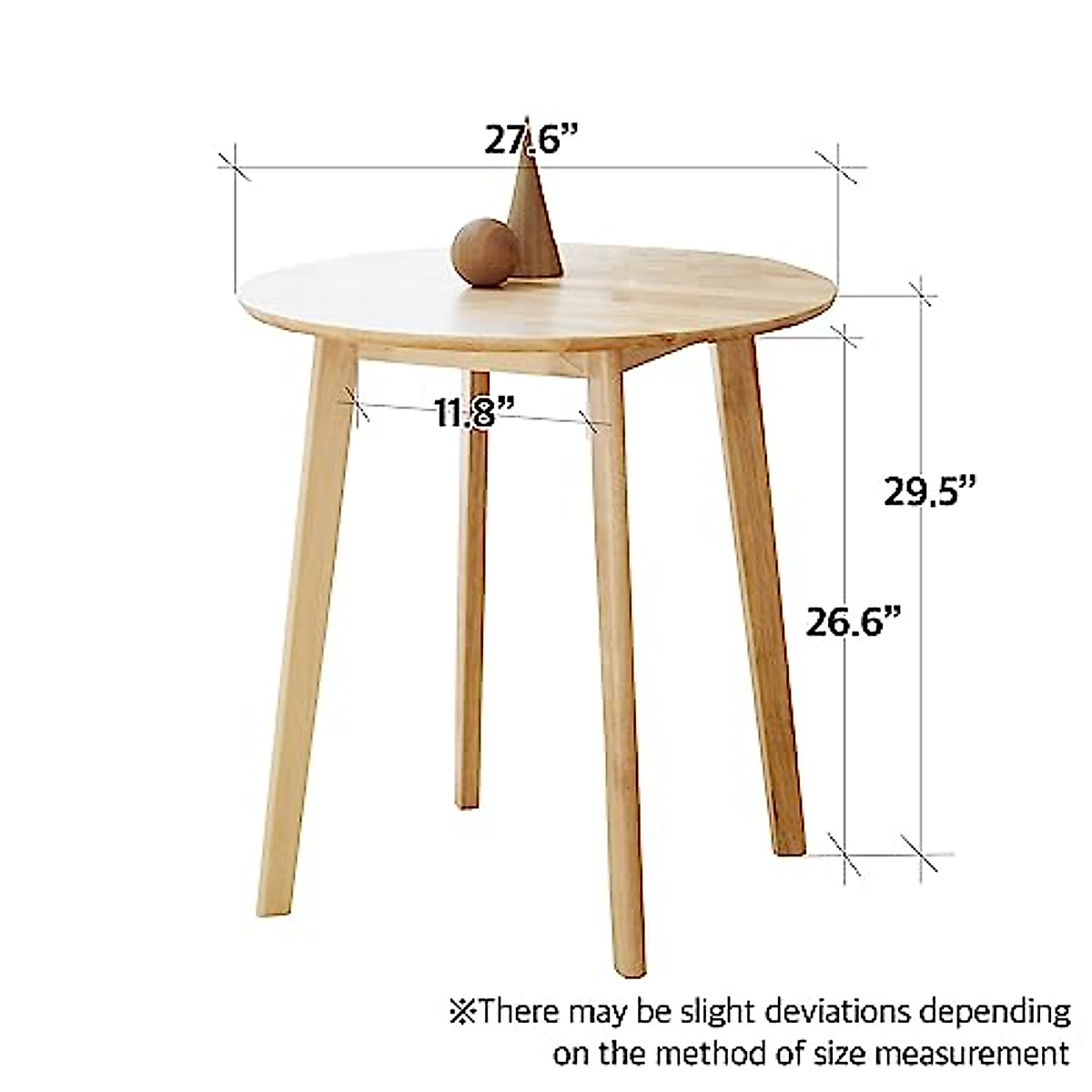Livinia Canberra 27.6" Round Wooden Dining Table/Small Mid Century Modern Malaysian Oak Kitchen Table (Natural-Oak)